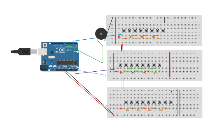 Circuit design Arduino Piano - Tinkercad