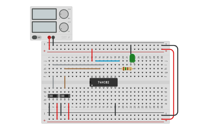 Circuit design NOR - Tinkercad