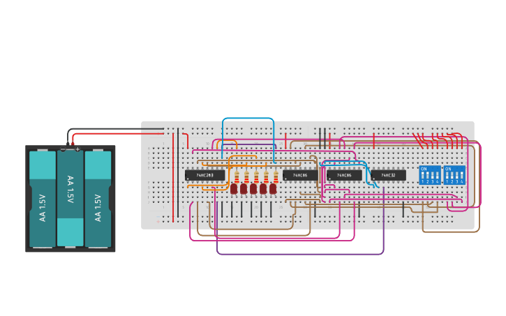 Circuit Design Copy Of 4 Bit Binary Adder Subtractor Tinkercad
