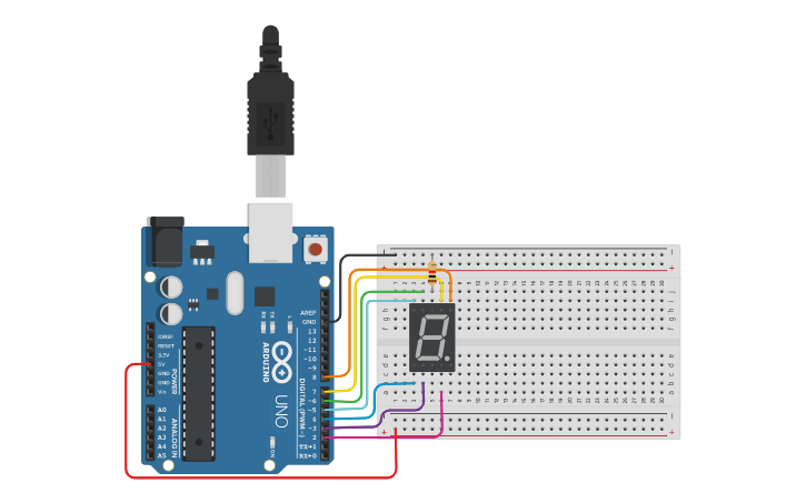 Circuit design 7 Segmentos - Tinkercad