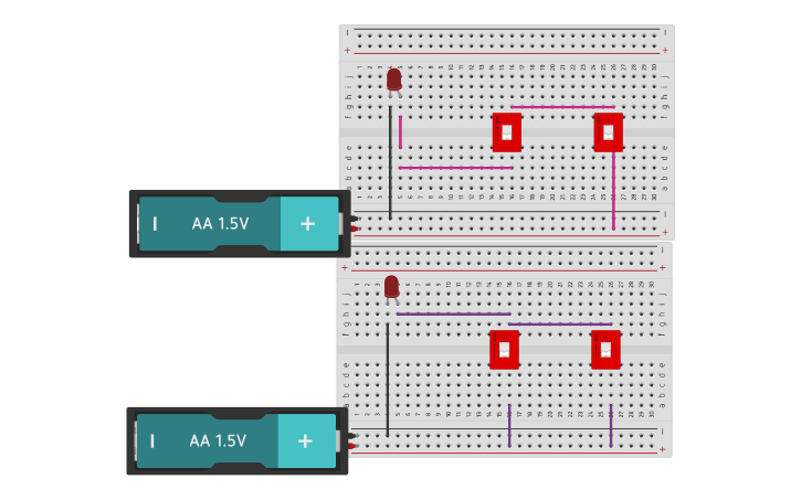 Circuit design Led en serie y en paralelo con dip switch - Tinkercad