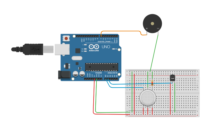 Circuit design Fire_Alarm_System_Iot - Tinkercad