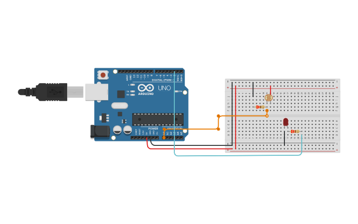 Circuit design Alumbrado con LDR - Tinkercad