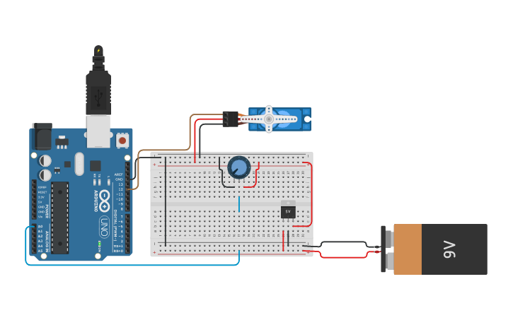 Circuit design Projeto Servo Motor | Tinkercad