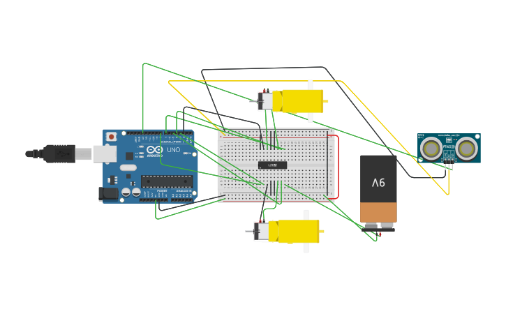 Circuit design Obstacle Avoidance Robot - Tinkercad