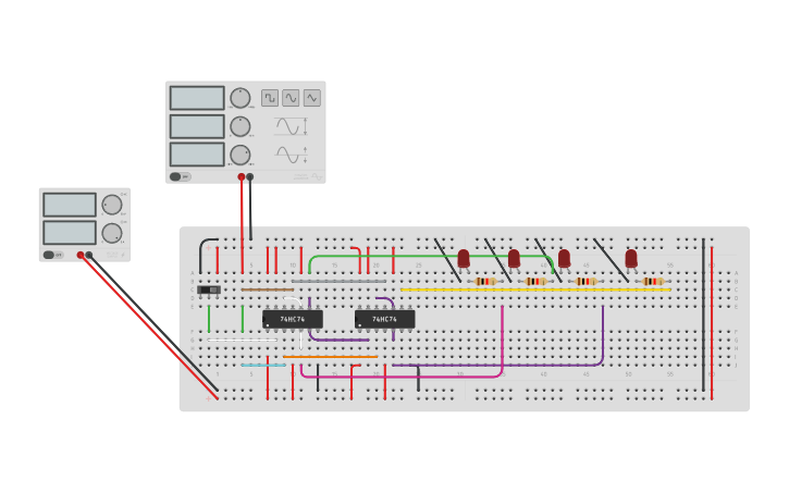 Circuit design EXP 10: Serial In Parallel Out Shift register | Tinkercad