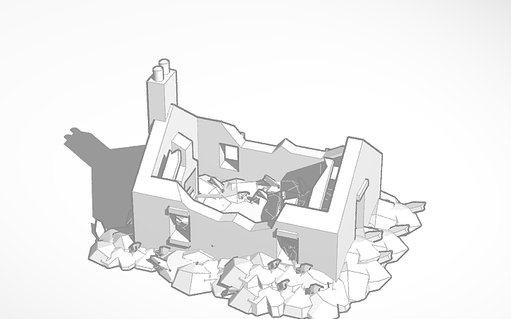 3D design Ruined WW2 European House 1:100 - Tinkercad