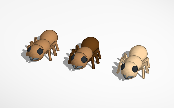 3D design Different colored Ants - Tinkercad
