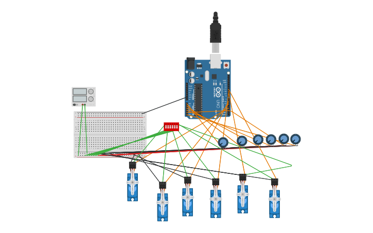 Circuit design robotic arm - Tinkercad