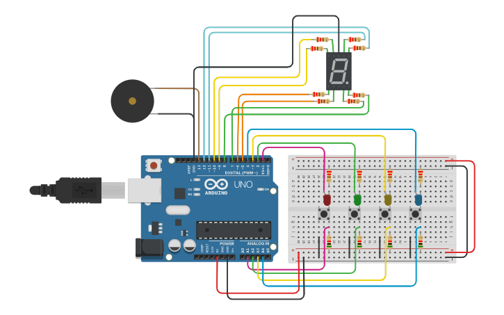 Circuit design Simon says - Tinkercad
