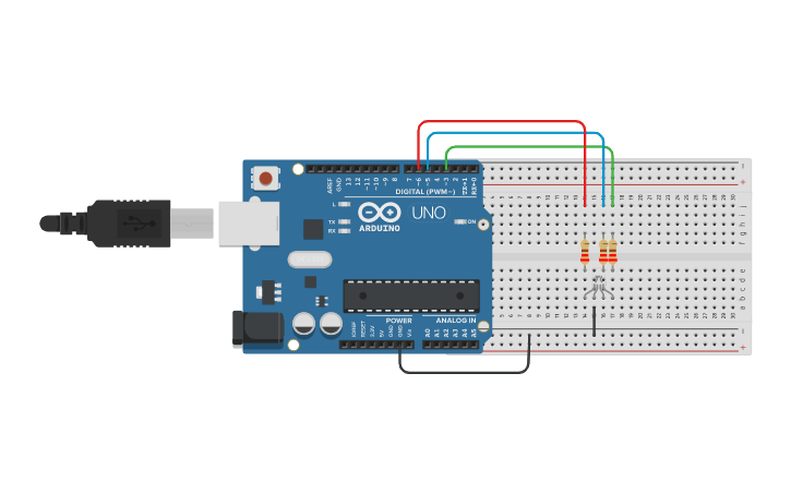 Circuit design RGB Example - Tinkercad