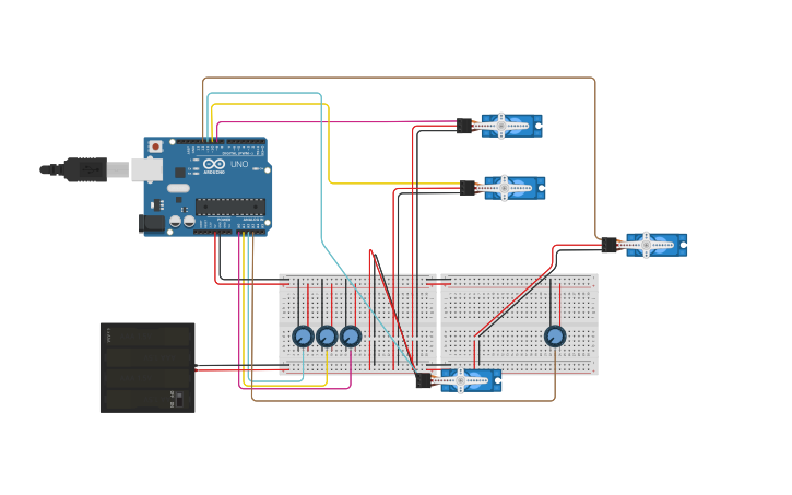 Circuit design Biomimetic Hand Circuit Simulation (finger) - Tinkercad