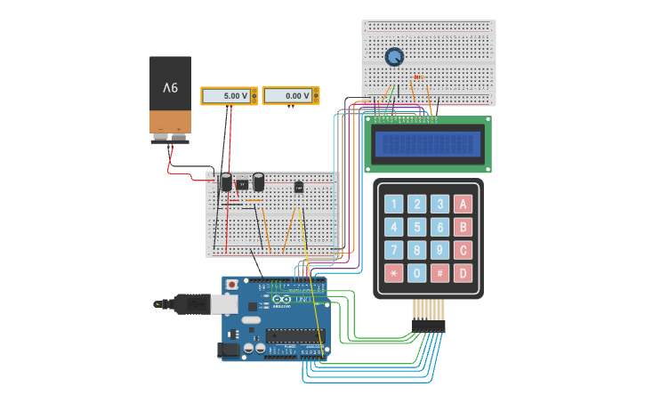 Circuit design LCD+Keypad - Tinkercad