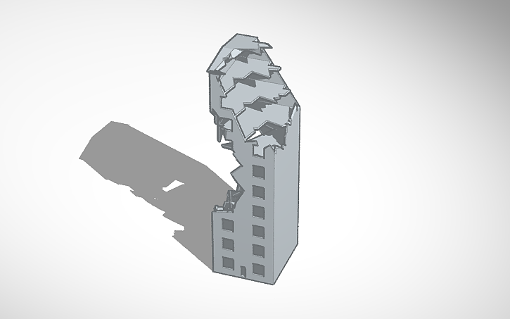 3D design broken building 3 - Tinkercad