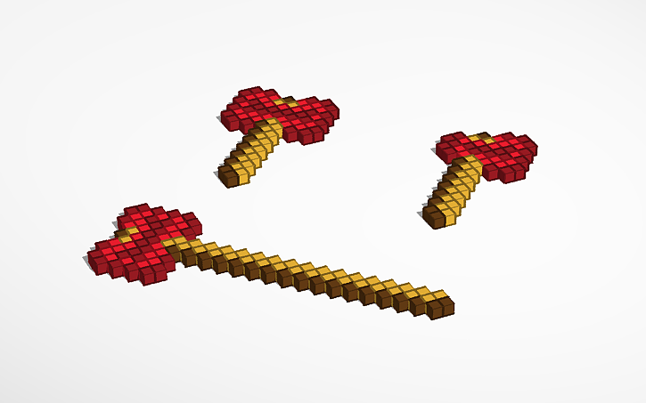 3D design Minecraft Axe and Double-Sided Axe and longstaff Doublesided ...