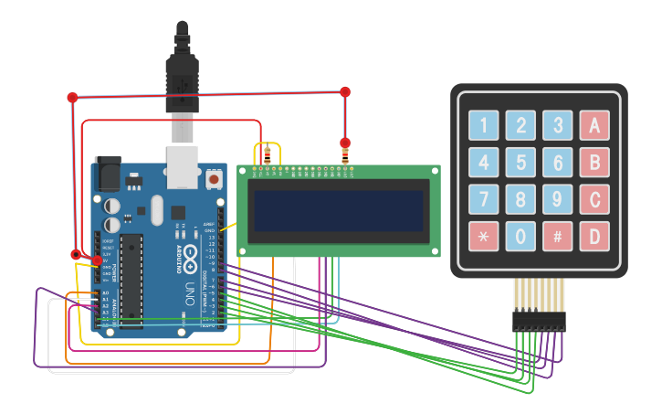 Circuit design interfacing lcd and keypad with Arduino - Tinkercad