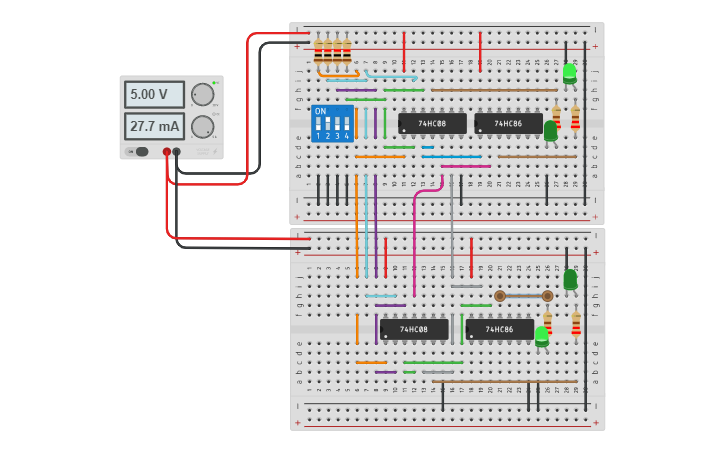 Circuit design MULTIPLICADOR DE 2 BITS - Tinkercad