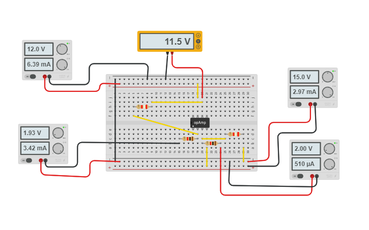 Circuit design Differential Amplifier - Tinkercad