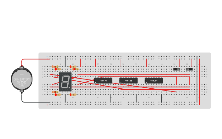 Circuit design Práctica 3. Representación de números decimales - Tinkercad