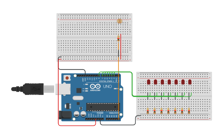 Circuit design (CODED)Light Activated Light Show - Tinkercad