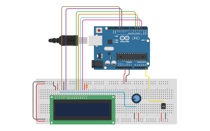 Circuit Design Sensor De Temperatura No Lcd Tinkercad