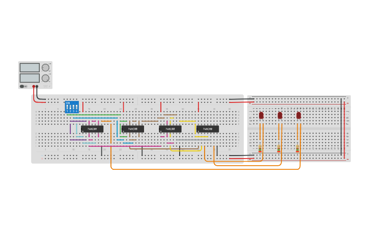 Circuit design TWO 2-BIT BINARY ADDER - Tinkercad