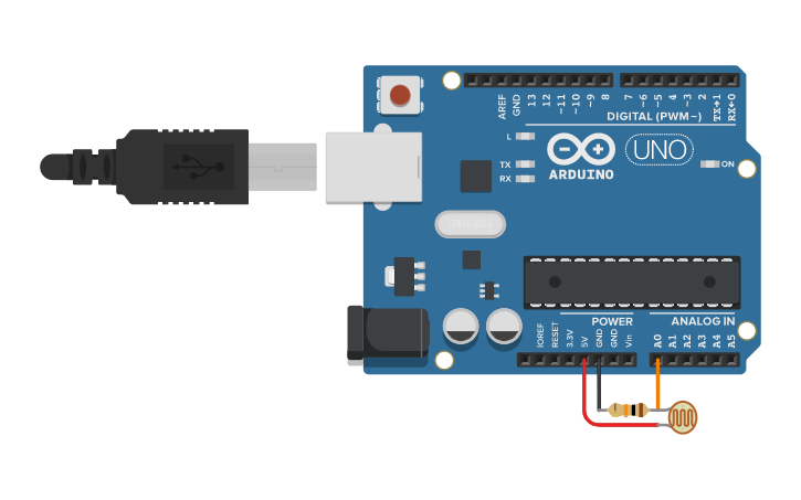 Circuit design Arduino Light Level Detection - Tinkercad