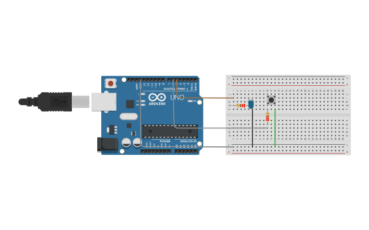 Circuit design LED y Push Button con Arduino - Tinkercad
