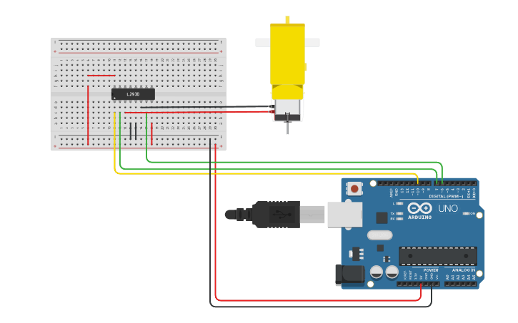 Circuit design Motor control using a L298N H-bridge - Tinkercad