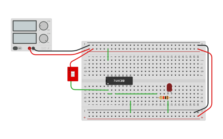 Circuit design NOT GATE USING NAND GATE - Tinkercad