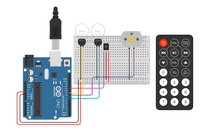 Circuit design Home_Automation_System_Using_IRRemote_Receiver - Tinkercad