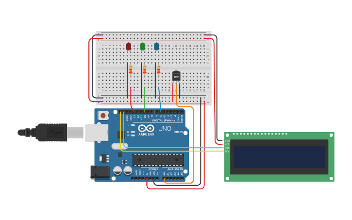 Circuit design Temp + LCD - Tinkercad