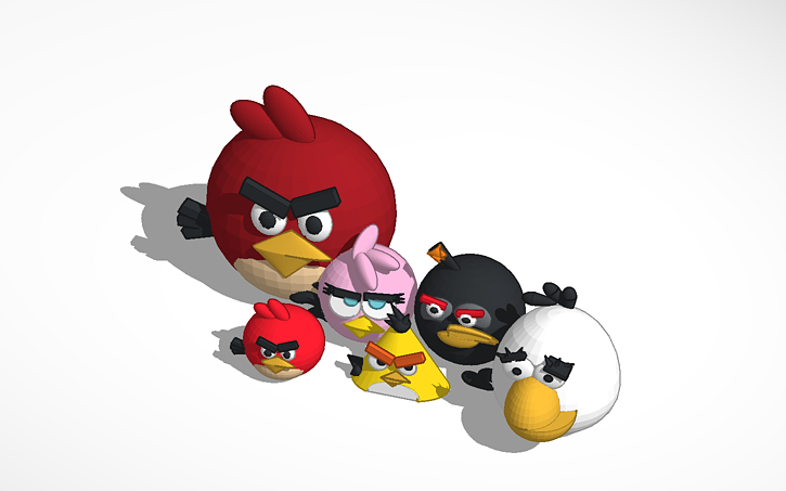 3D design angry birds family - Tinkercad