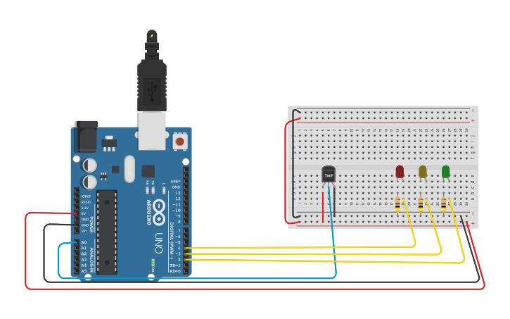 Circuit design tmp sensor - Tinkercad