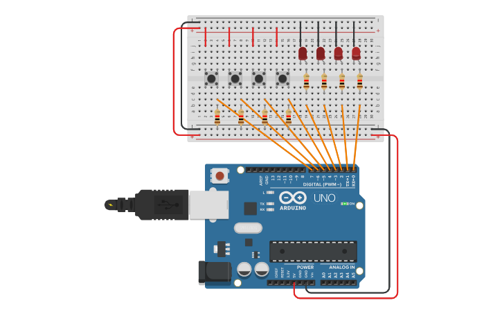 Circuit design Practical 4 - Bitwise (Procedure B) - Tinkercad