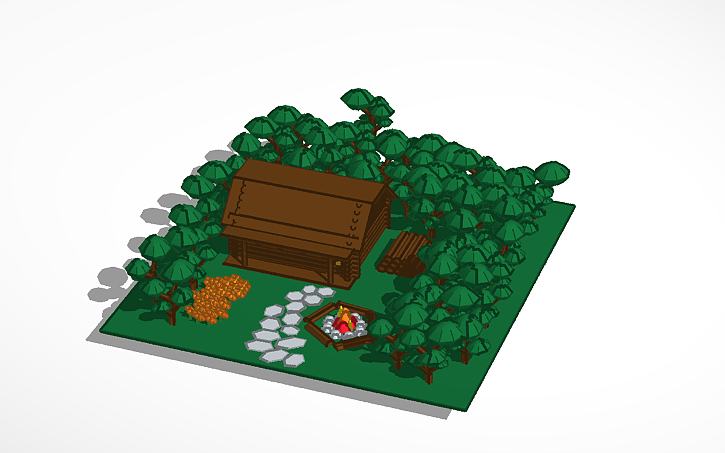 3D design Log Cabin v1.0.1 (Flowers!) - Tinkercad