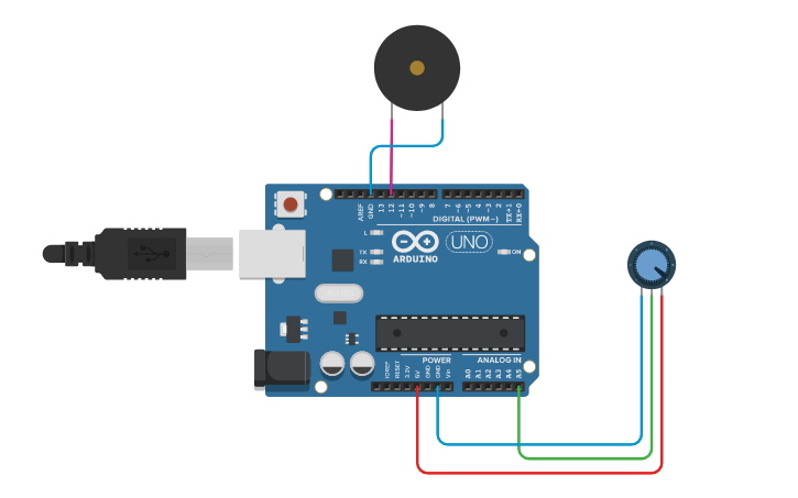 Circuit design Piezo - Tinkercad