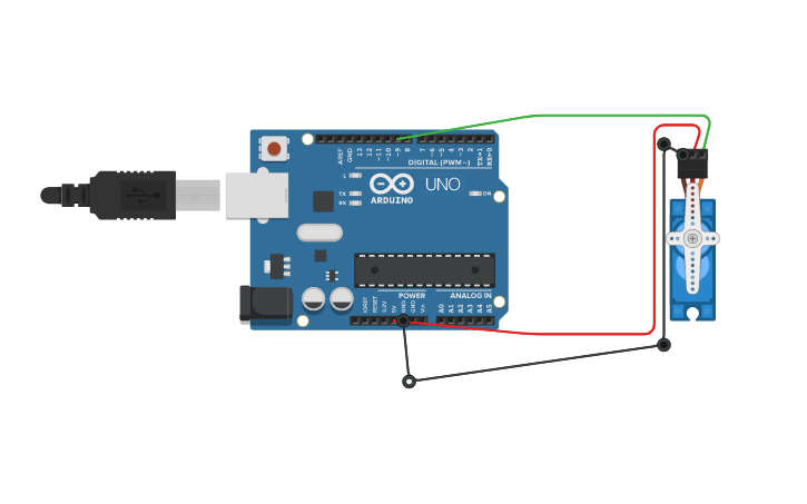 Circuit design Servo (Toll Gate) - Tinkercad