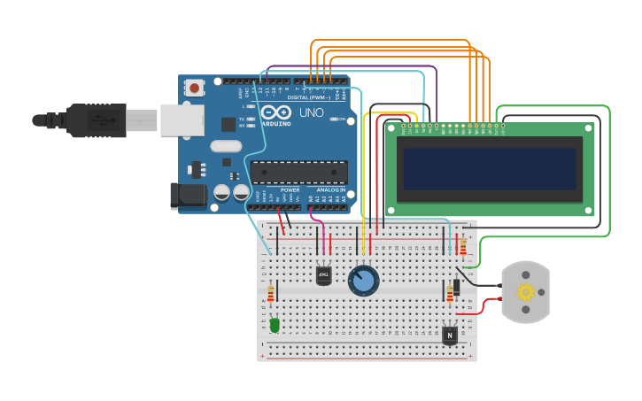 Circuit design temperature sensed fan heater - Tinkercad Circuit design temperature sensed fan heater - Tinkercad