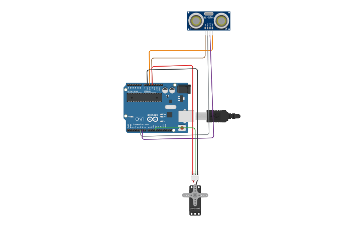 Circuit design SMART DUSTBIN - Tinkercad