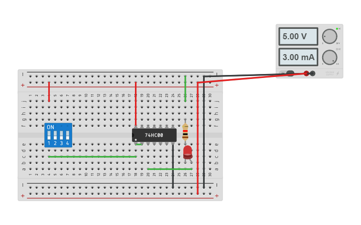 Circuit design NOT Gate using NAND Gate - Tinkercad