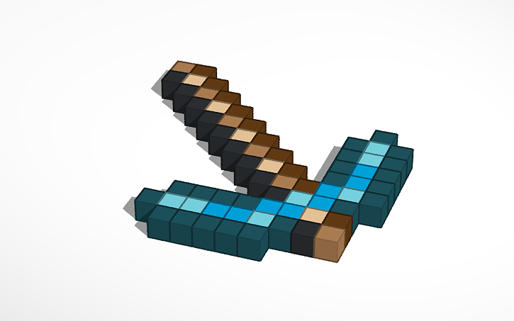 3D design pioche minecraft - Tinkercad