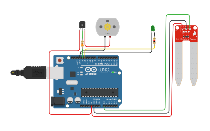 Circuit design Soil Moisture Sensor Arduino Pump Control - Tinkercad