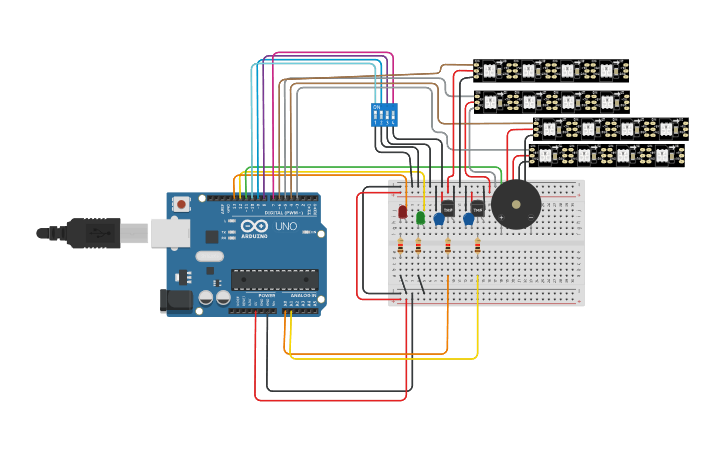 Circuit design ENGINE FIRE DETECTION AND EXTINGUISHING SYSTEM | Tinkercad
