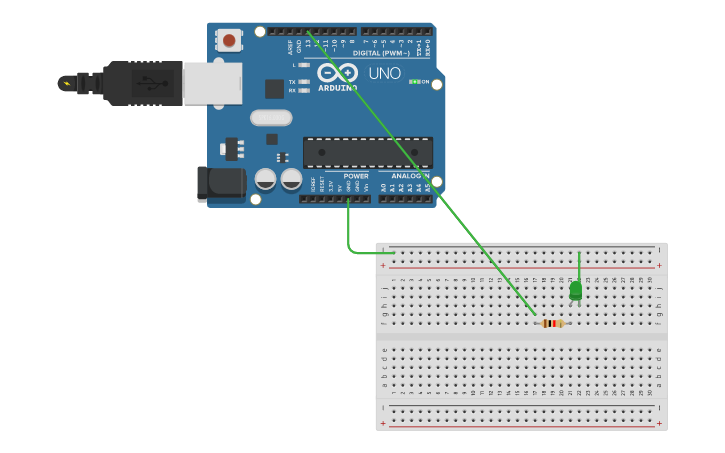 Circuit design prender y apagar led - Tinkercad Circuit design prender y apagar led - Tinkercad