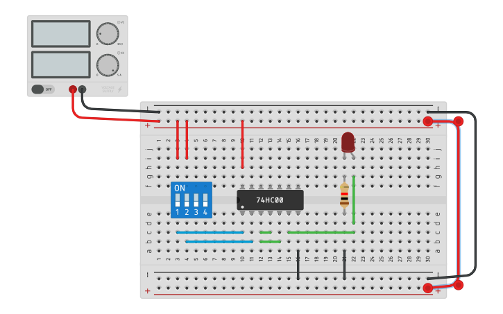 Circuit design AND gate using NAND gate - Tinkercad