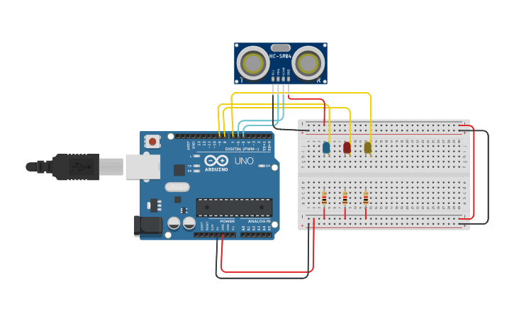 Circuit design Ultrasonic Sensor超声波探测器 - Tinkercad