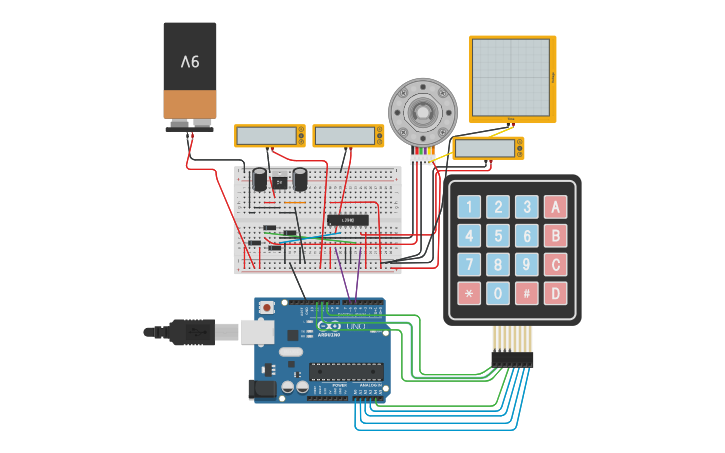 Circuit design L298+DC motor - Tinkercad
