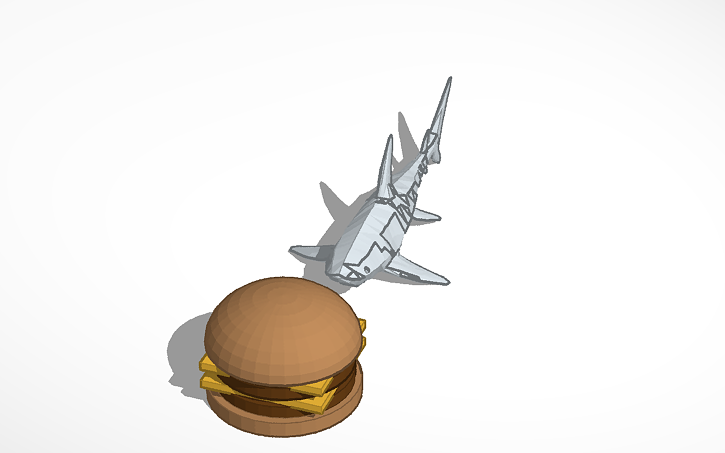 3D design Shark eating a Cheese Burger - Tinkercad