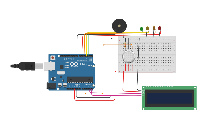 Circuit design Program 6.Air Quality Gas Sensor - Tinkercad